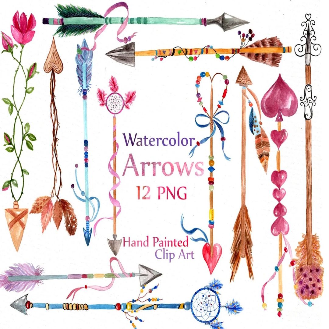 Watercolor arrows clipart: "ARROWS CLIP ART" Tribal arrows H | Inspire ...