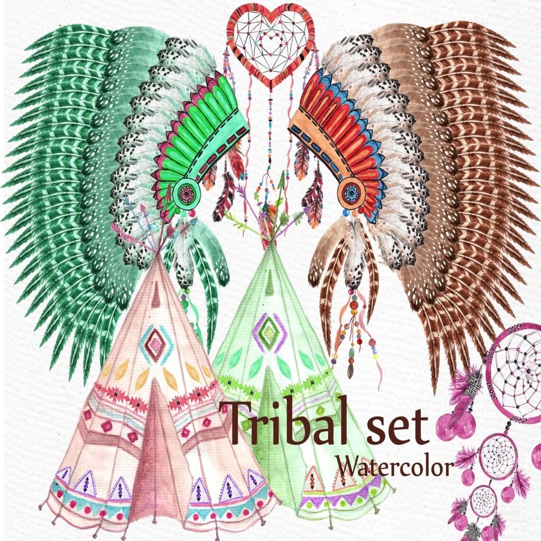 Watercolor tribal clipart: "TRIBAL CLIP ART" dream catcher t | Inspire ...