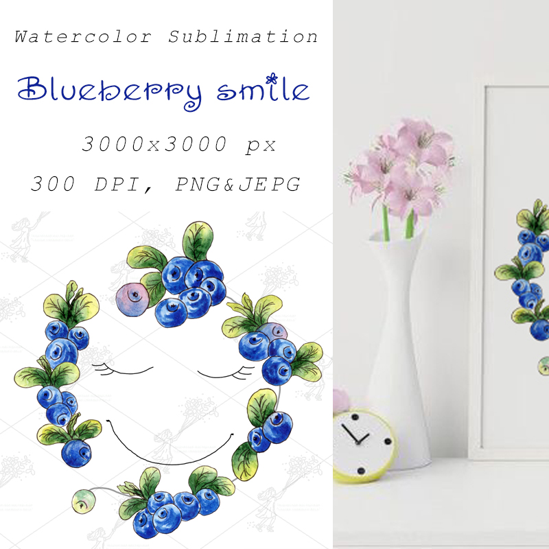 Blueberry fairy Watercolor Sublimation, PNG, JPEG - Inspire Uplift