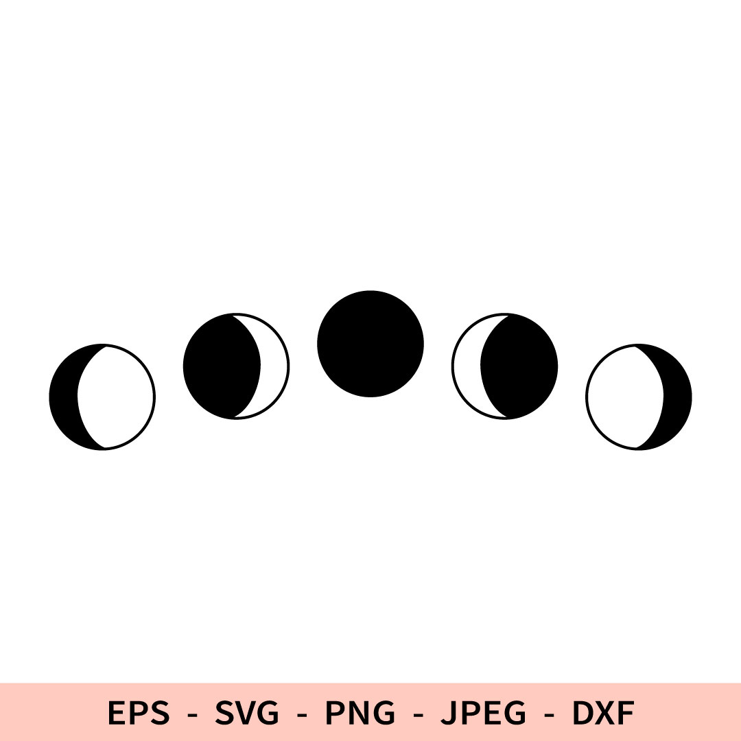 Moon Phases Svg Moon Black icon for Cricut Celestial dxf for - Inspire ...