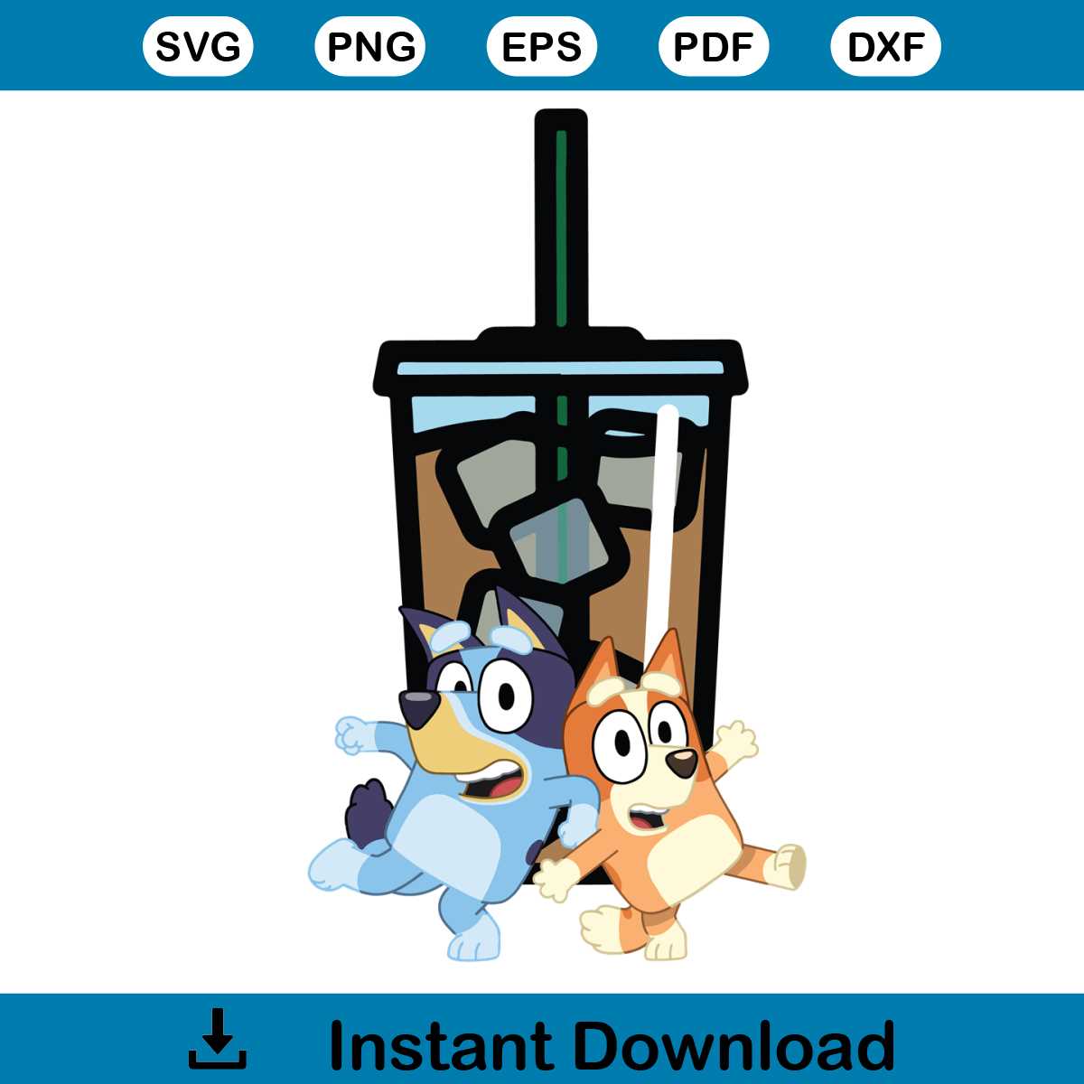 Bluey With Iced Coffee SVG Cartoon SVG Cricut For Files Desi - Inspire ...