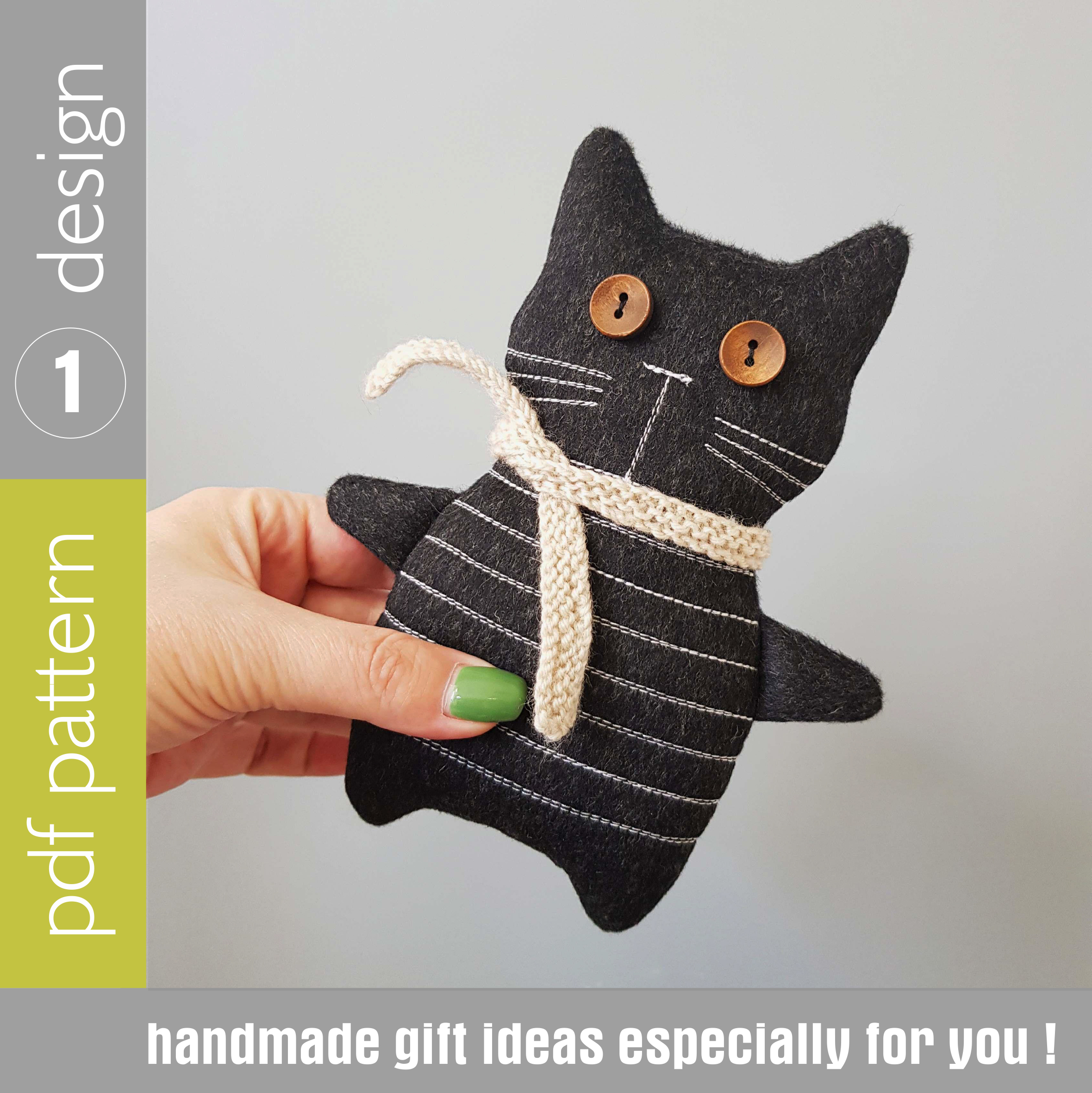 Black cat sewing pattern PDF digital tutorial in English | Inspire Uplift