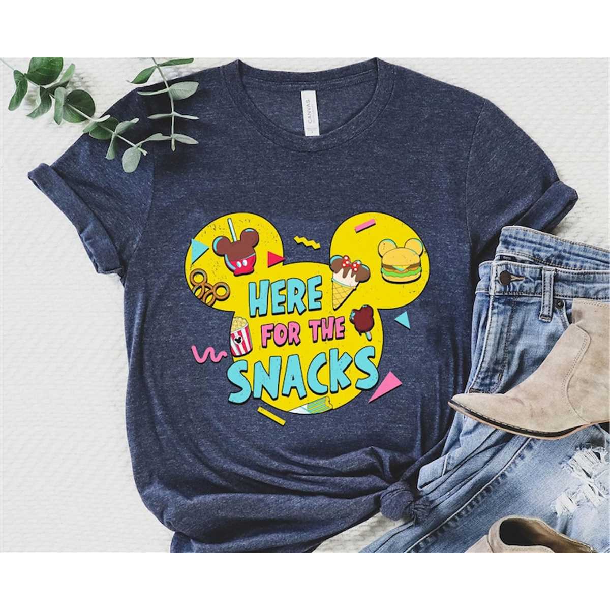 Retro 90s Mickey Mouse Here For The Snacks Shirt/ Disney T-s | Inspire ...