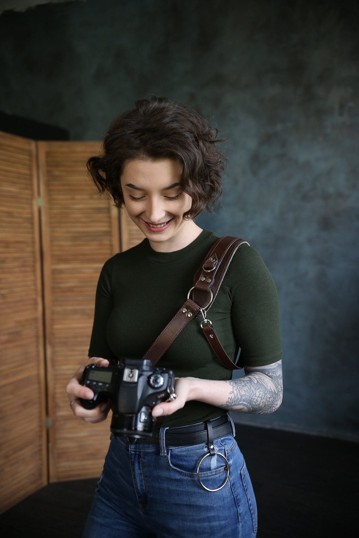 Dual Leather Camera Strap, Double Camera Harness, Double Sho | Inspire ...