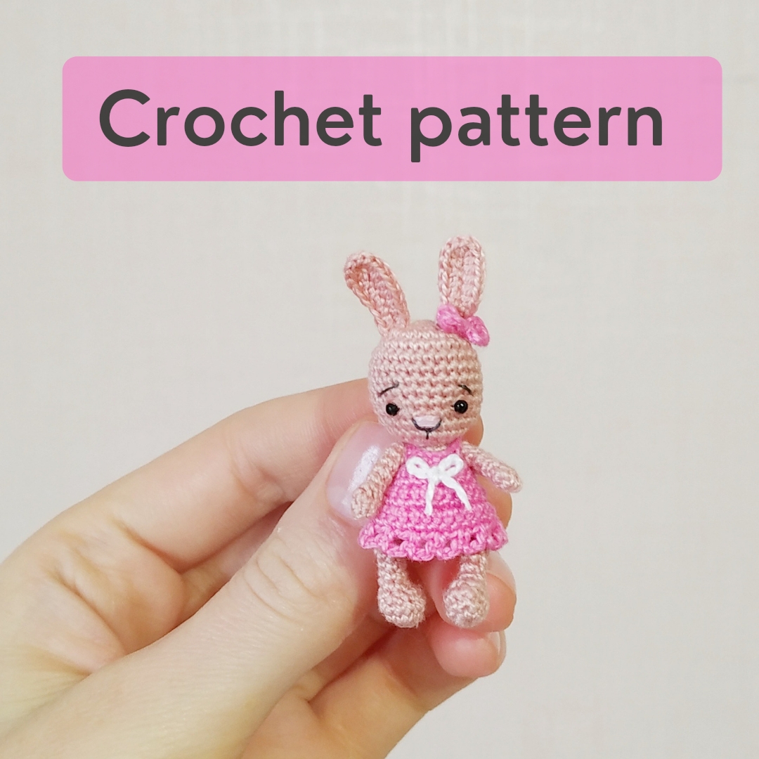 PDF Crochet pattern Miniature bunny, DIY mini toy hare | Inspire Uplift