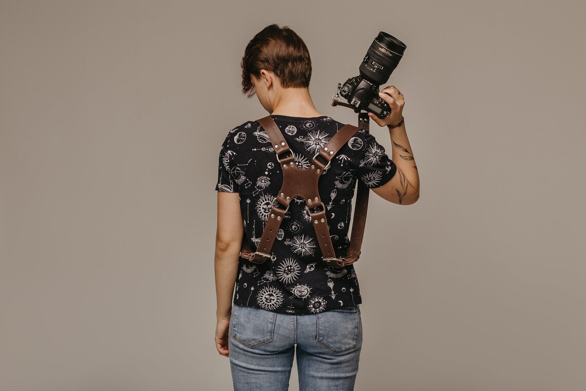 Dual Leather Camera Strap, Double Camera Harness, Double Sho | Inspire ...