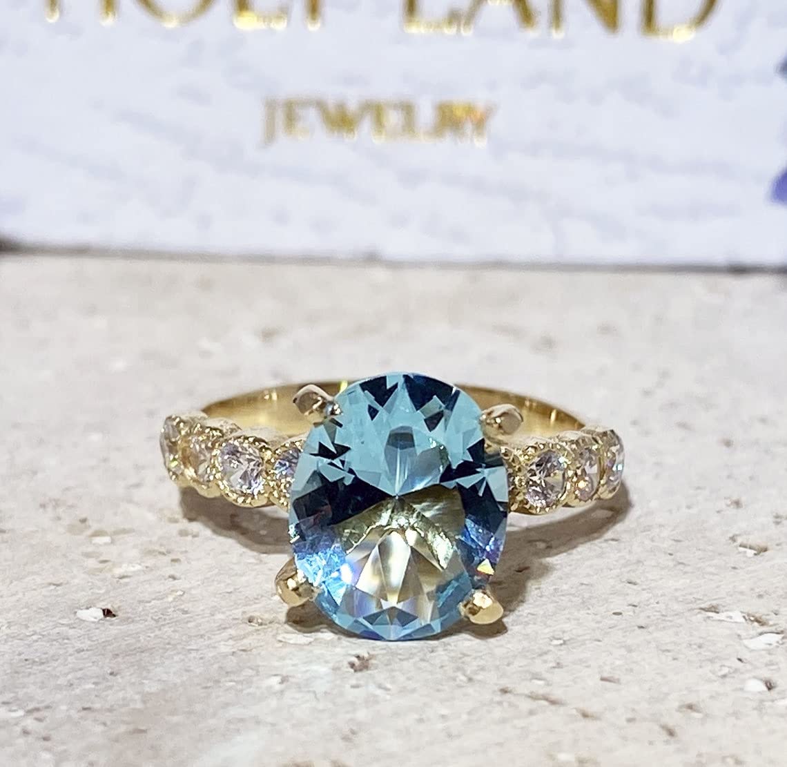 Aquamarine Ring March Birthstone Statement Ring Inspire Uplift
