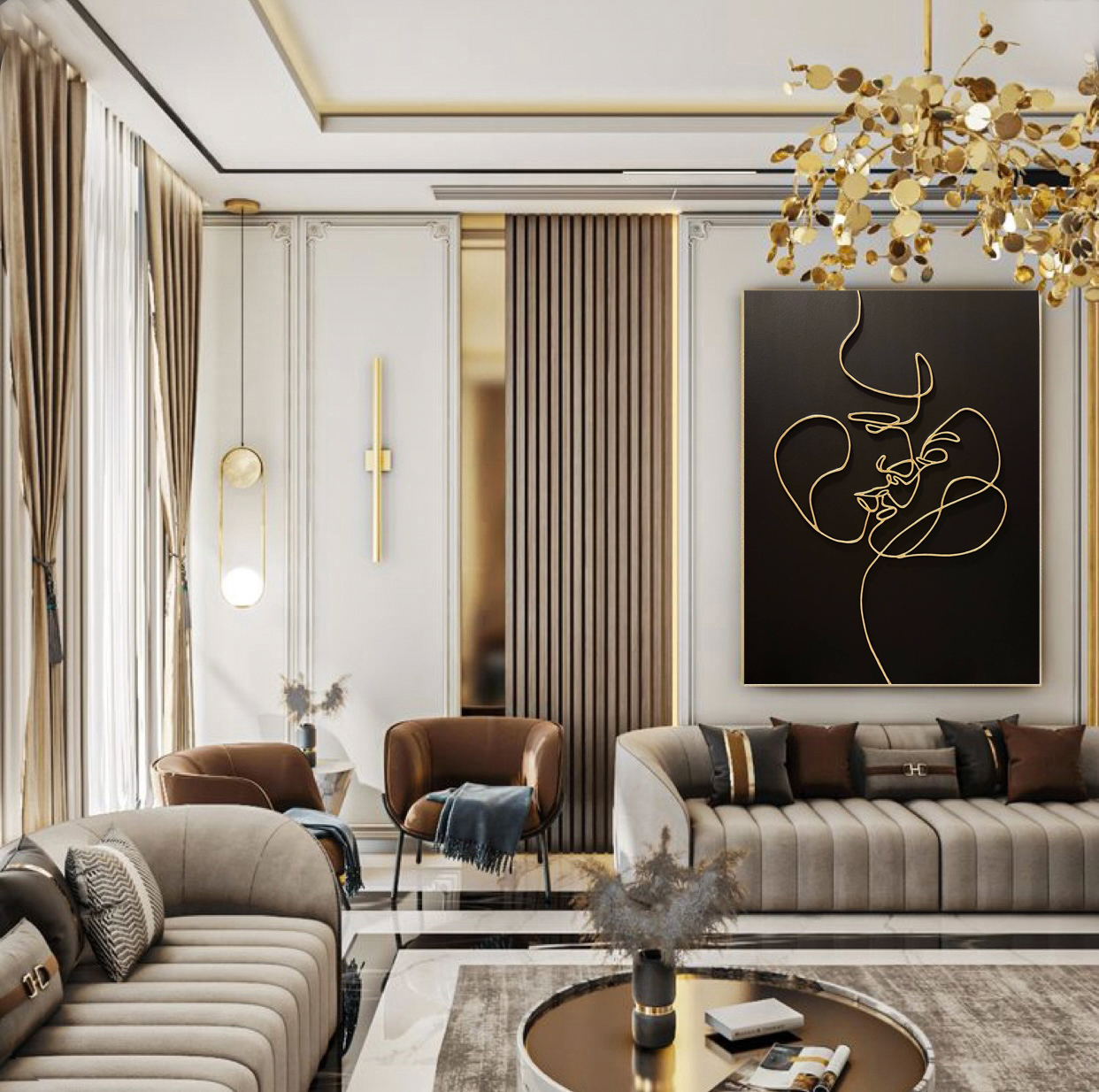 Gold Leaf Abstract, Modern Acrylic Painting on Canvas, Large - Inspire ...