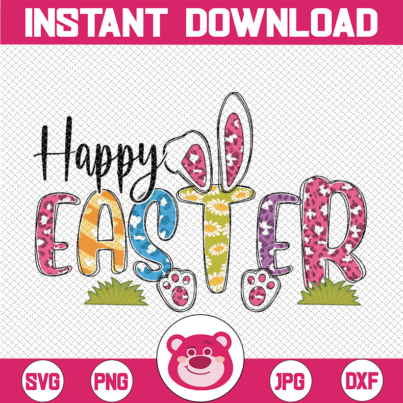 Happy Easter Colorful Leopard PNG Print File for Sublimation | Inspire ...