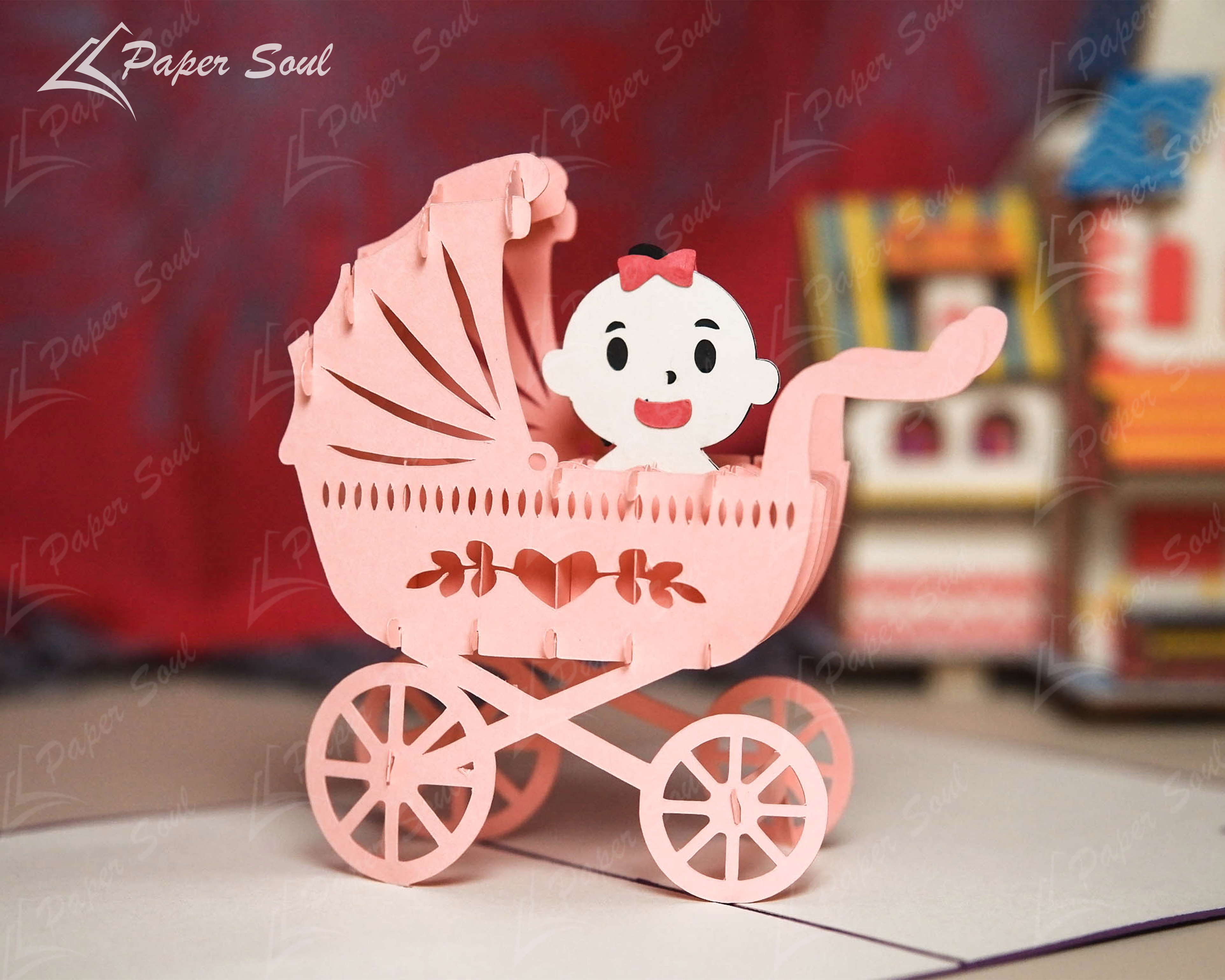 Pop-up baby stroller card template | pop-up card svg | Inspire Uplift