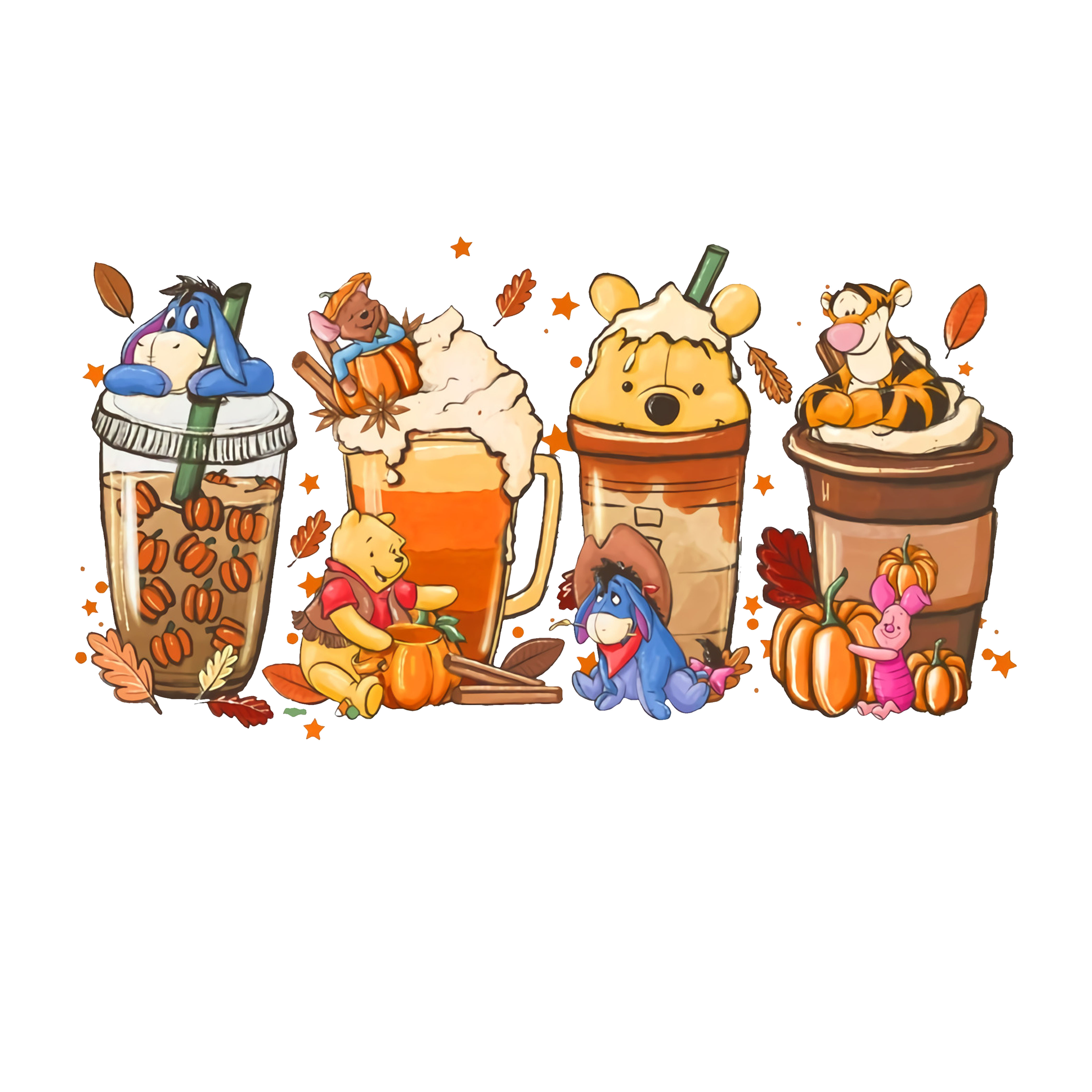 Pooh Fall Thanksgiving Coffee Png, Thanksgiving Pumpkin Png | Inspire ...