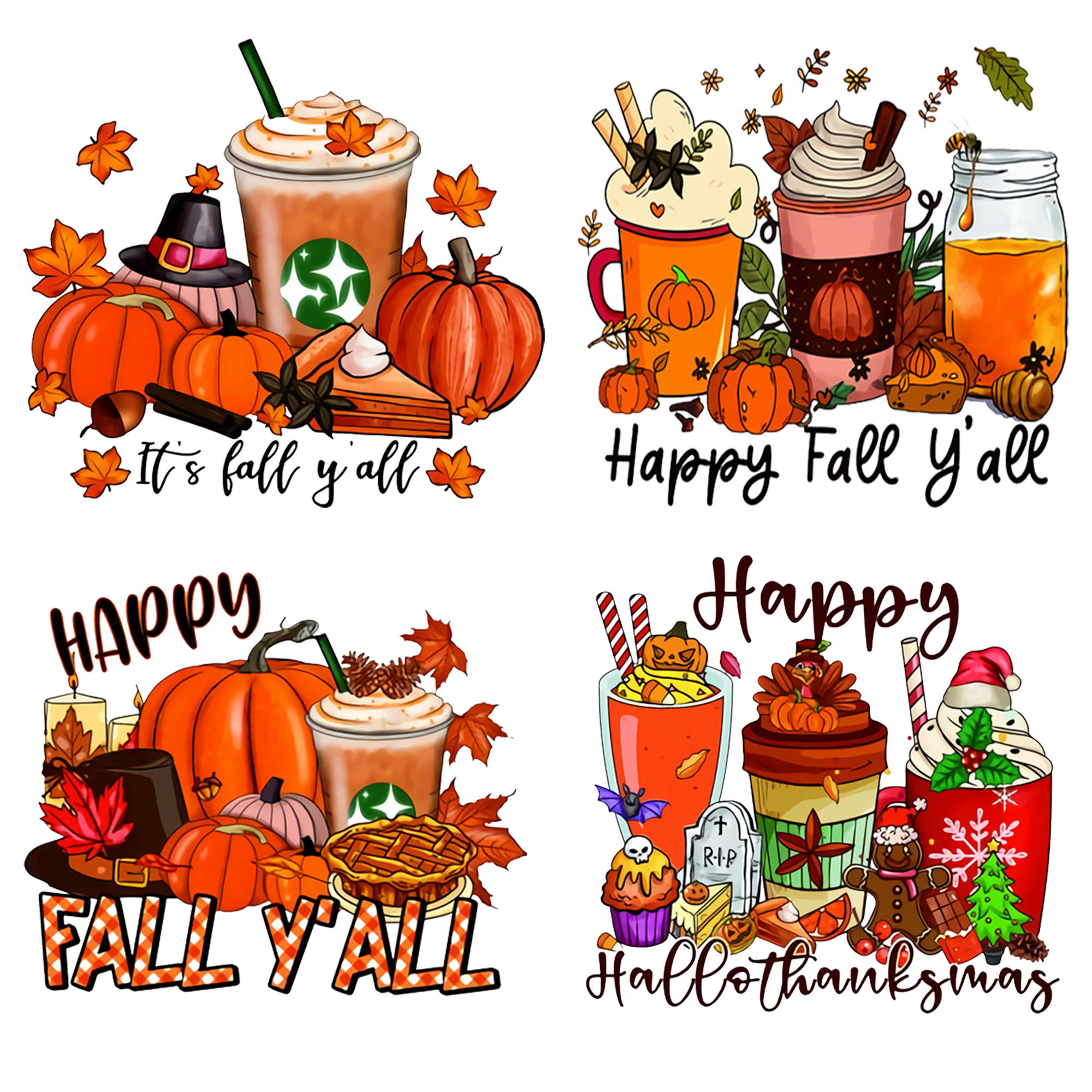 Happy Fall Coffee Bundle Png, Thanksgiving Pumpkin Png - Inspire Uplift