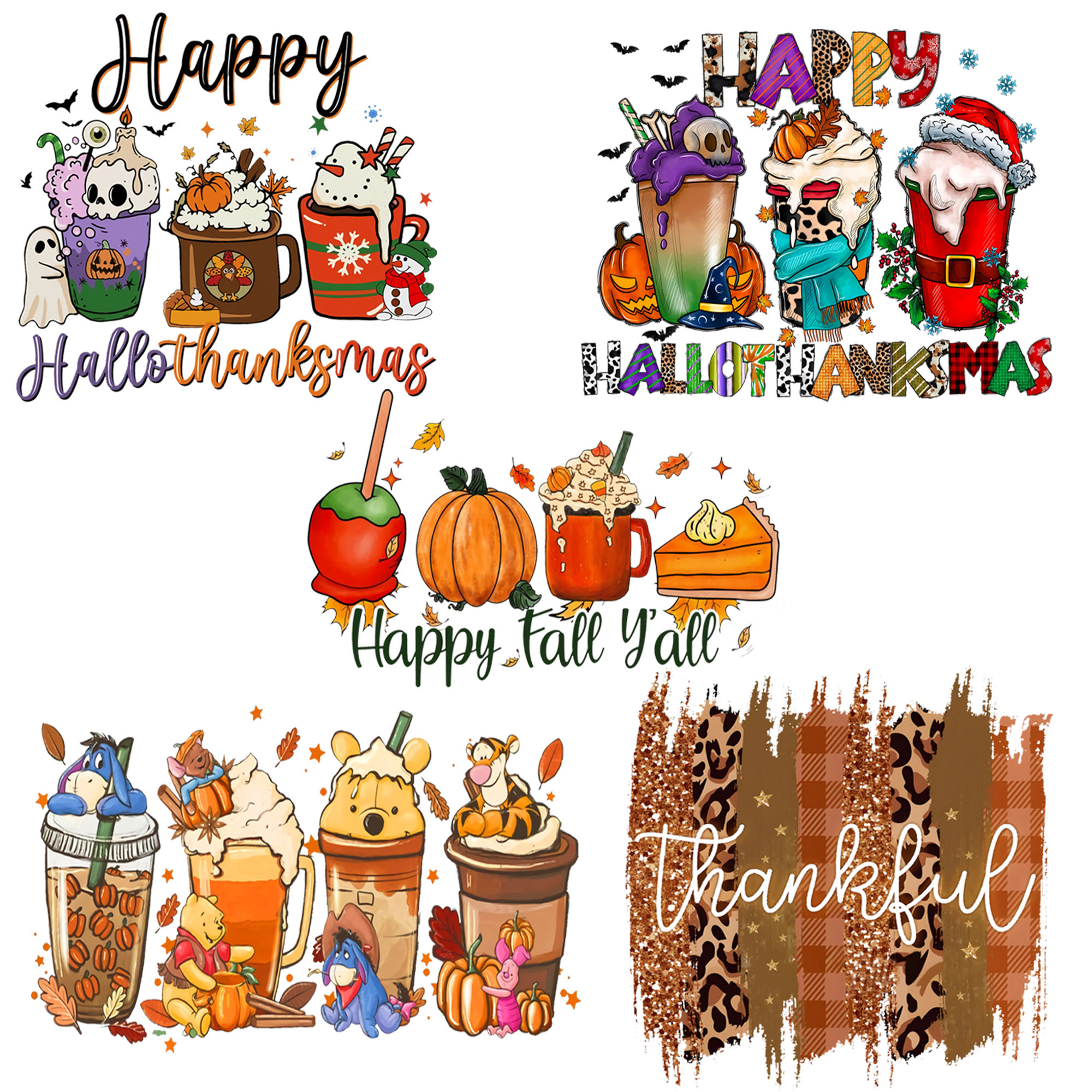 Thankful Fall Coffee Bundle Png, Thanksgiving Pumpkin Png | Inspire Uplift