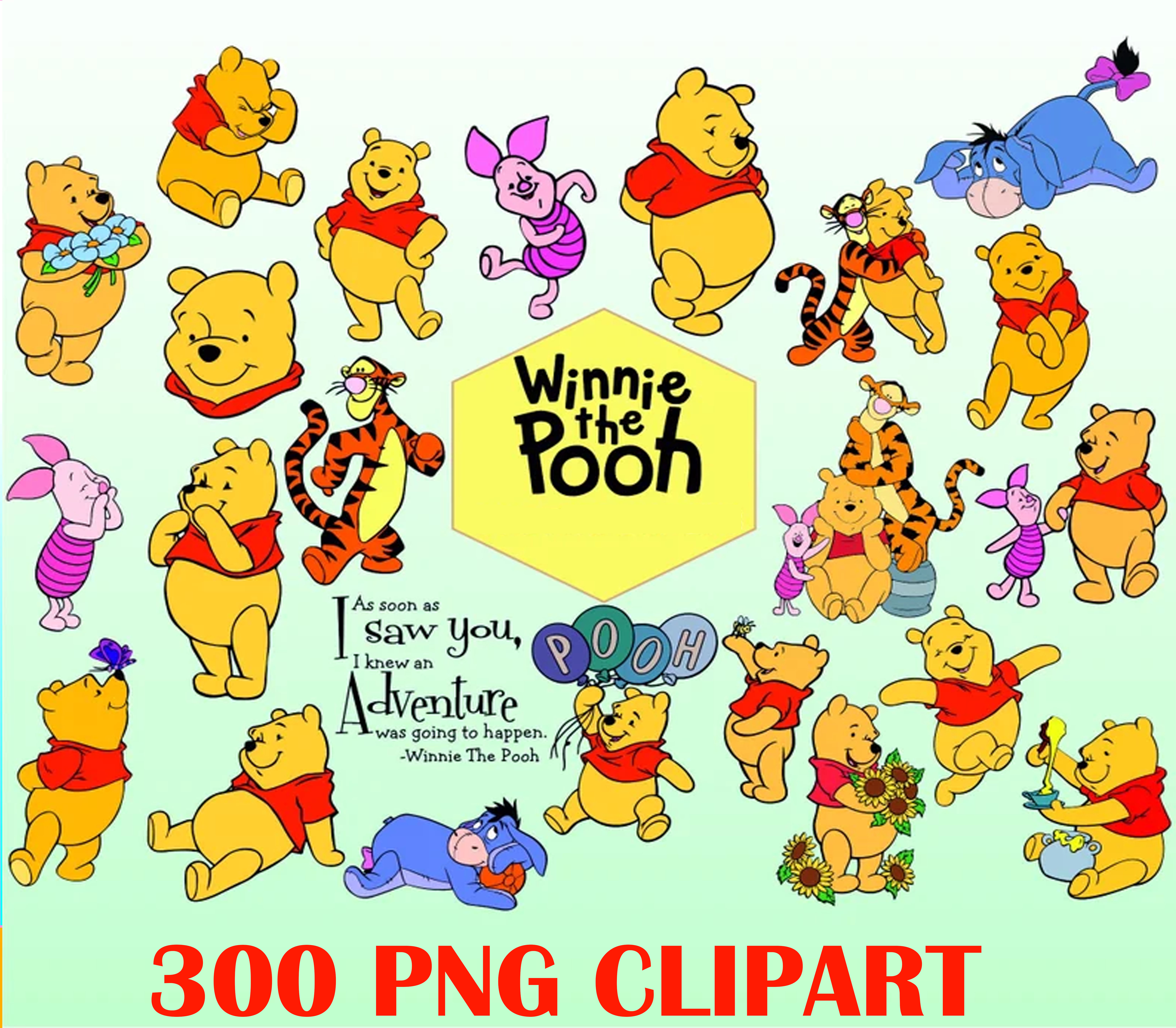 300 Winnie the Pooh PNG Bundle, Winnie Pooh PNG Cut Files Wi | Inspire ...