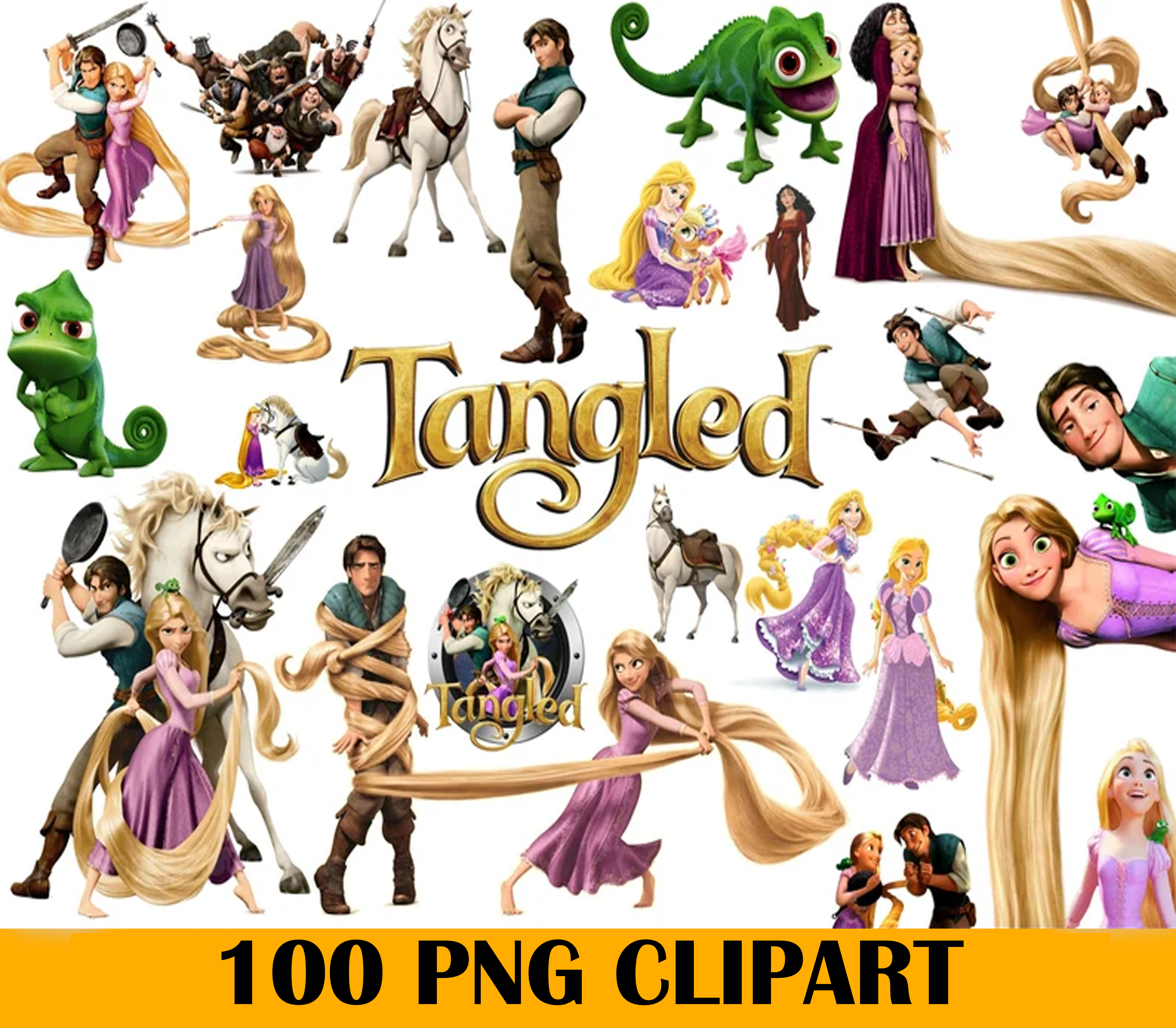 100 Digital Tangled Clipart PNG, SVG Rapunzel Digital Downlo - Inspire ...