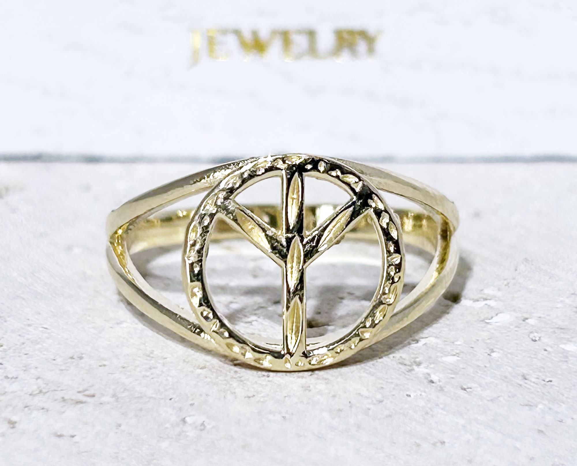 Peace Ring - Gold Ring - Peace Sign Jewelry - Peace Symbol | Inspire Uplift