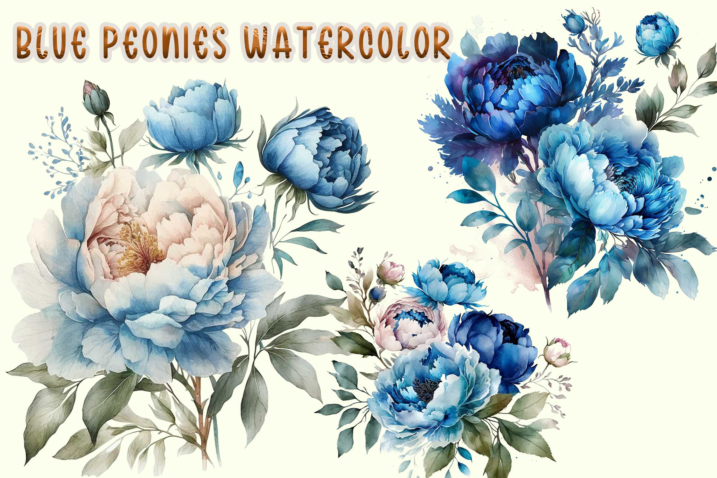 Blue Peonies Watercolor - Inspire Uplift