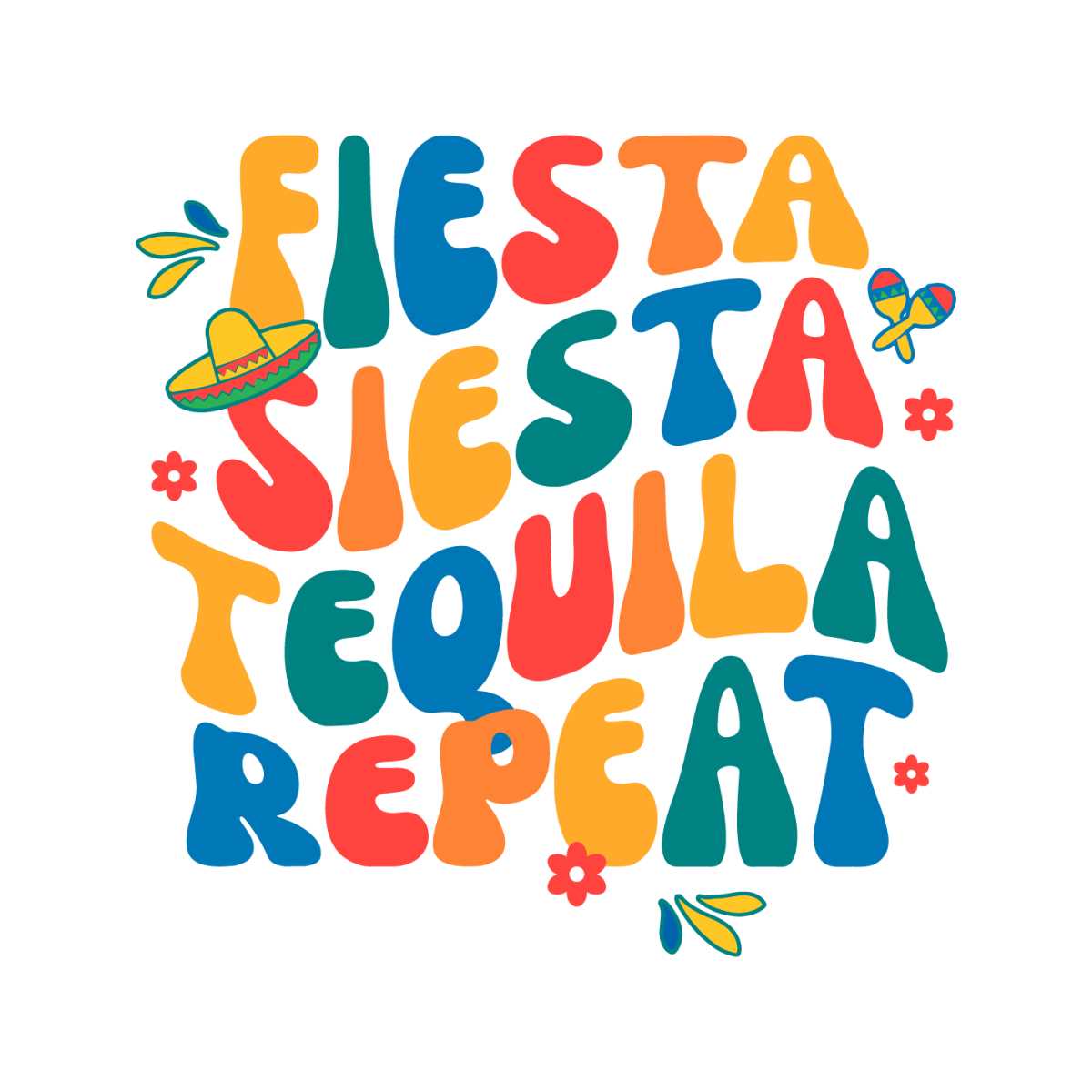 Fiesta Siesta Tequila Repeat SVG Cinco De Mayo SVG Cutting F | Inspire ...