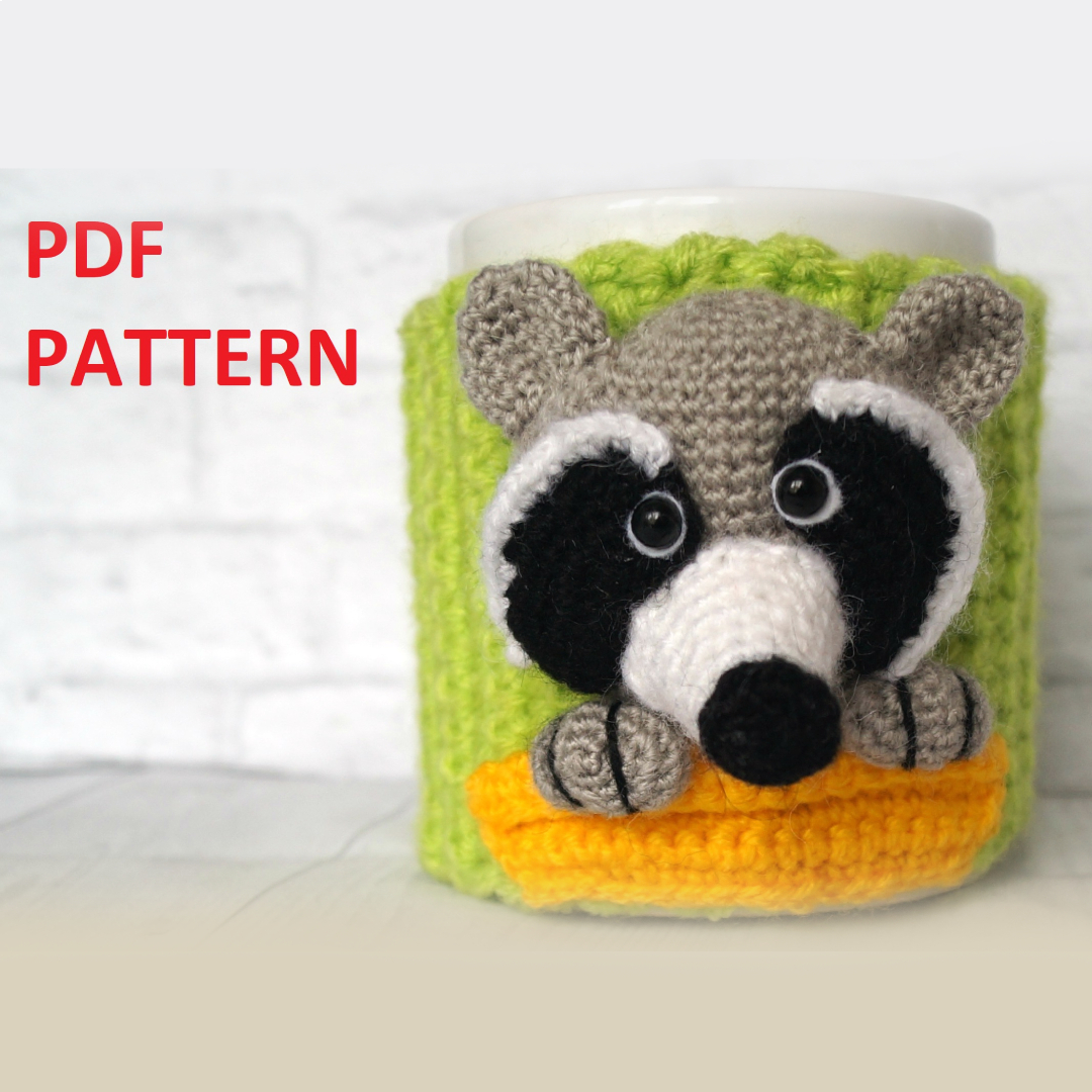 Crochet pattern Raccoon Mug Cozy, Crochet Tea Cup Mug Sweate | Inspire ...