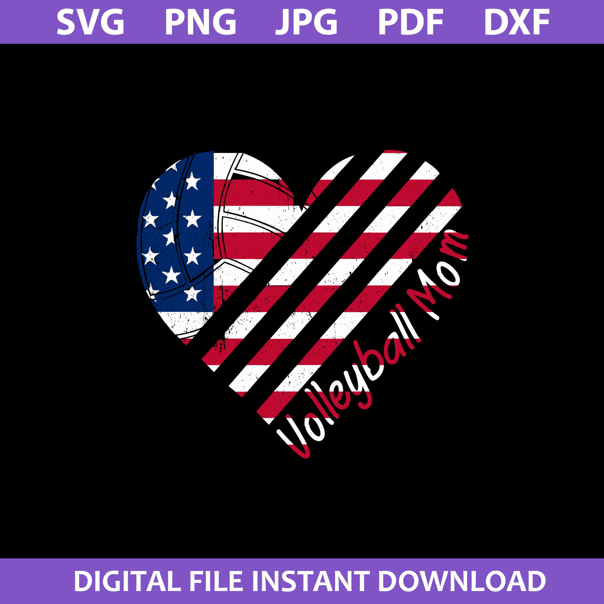 Heart Volleyball Mom Svg, Mom Flag American Svg, Mother's D | Inspire ...