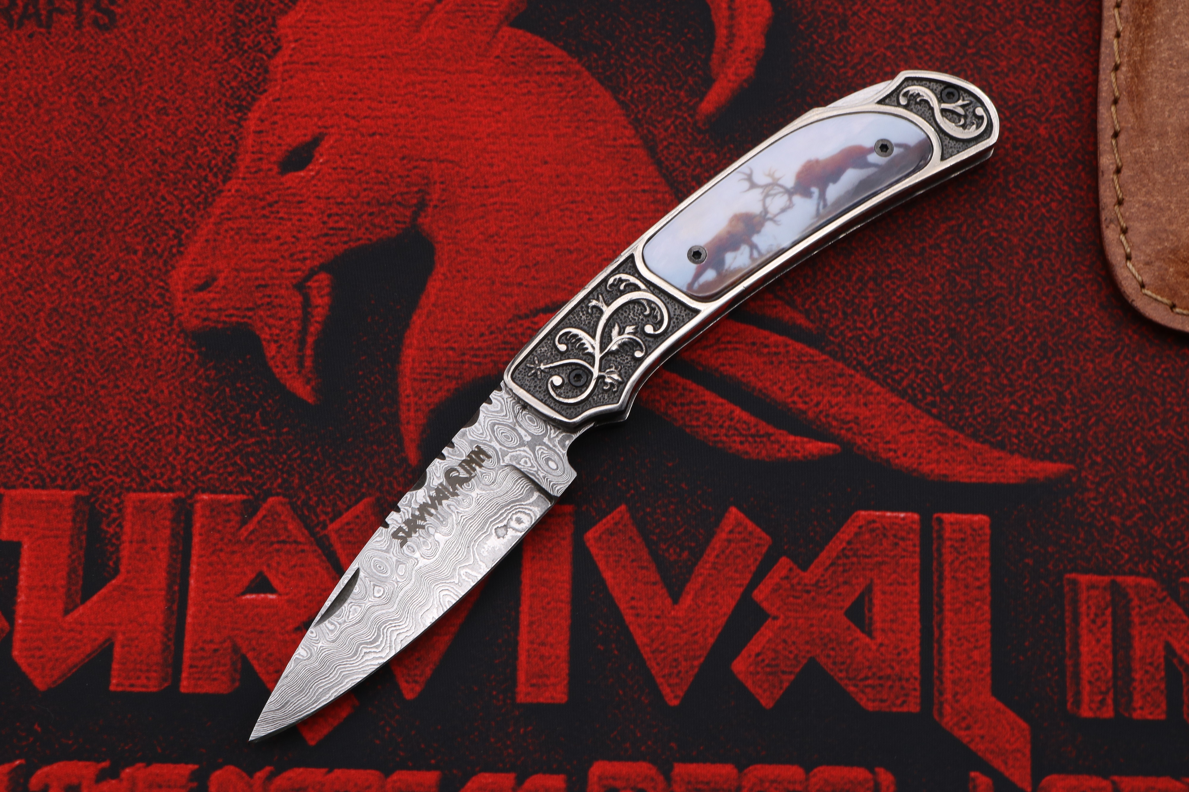CUSTOM HANDMADE DAMASCUS STEEL DEER HUNTING FOLDING KNIFE, | Inspire Uplift