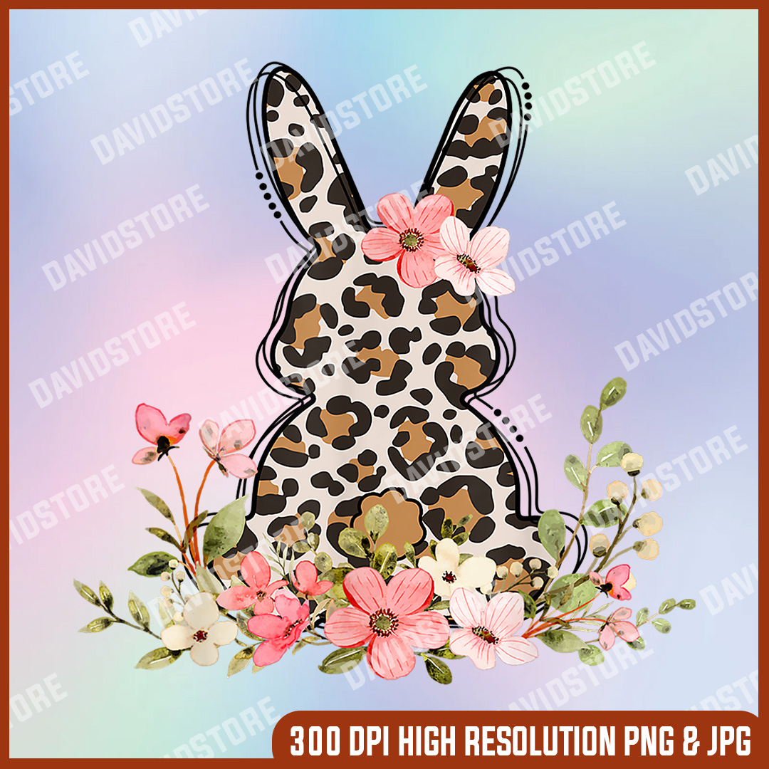 Leopard Bunny Easter Day Png, Cute Bunny Easter Png, Flowers - Inspire ...