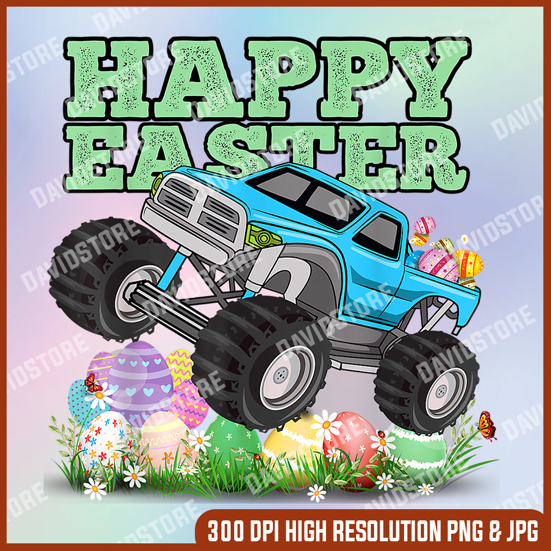 Happy Easter Monster Truck Kids Png, Easter Eggs Png, Digita | Inspire ...