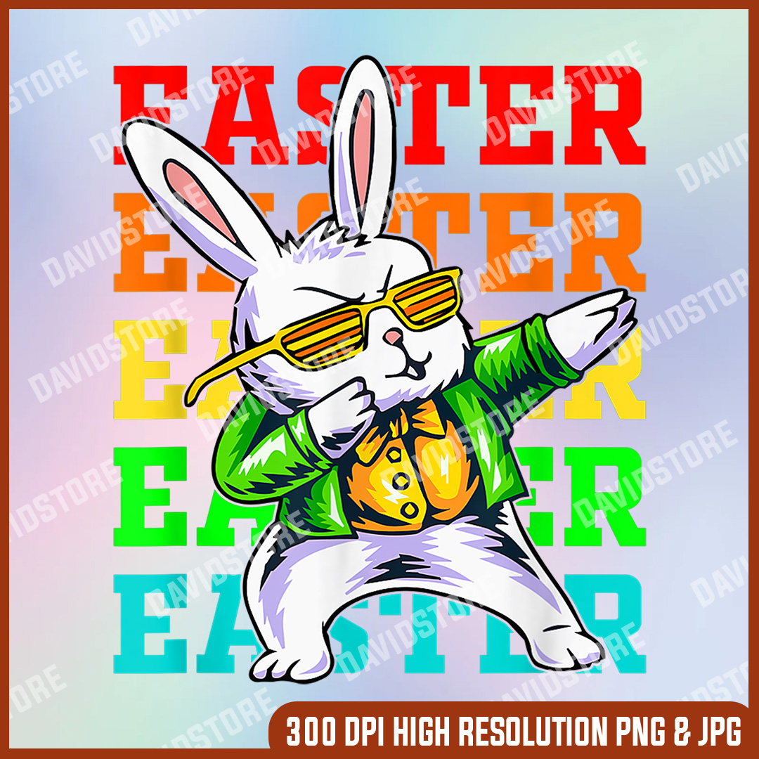 Dabbing Rabbit Happy Easter Day Colorful Dab Boys Girls Kids | Inspire ...