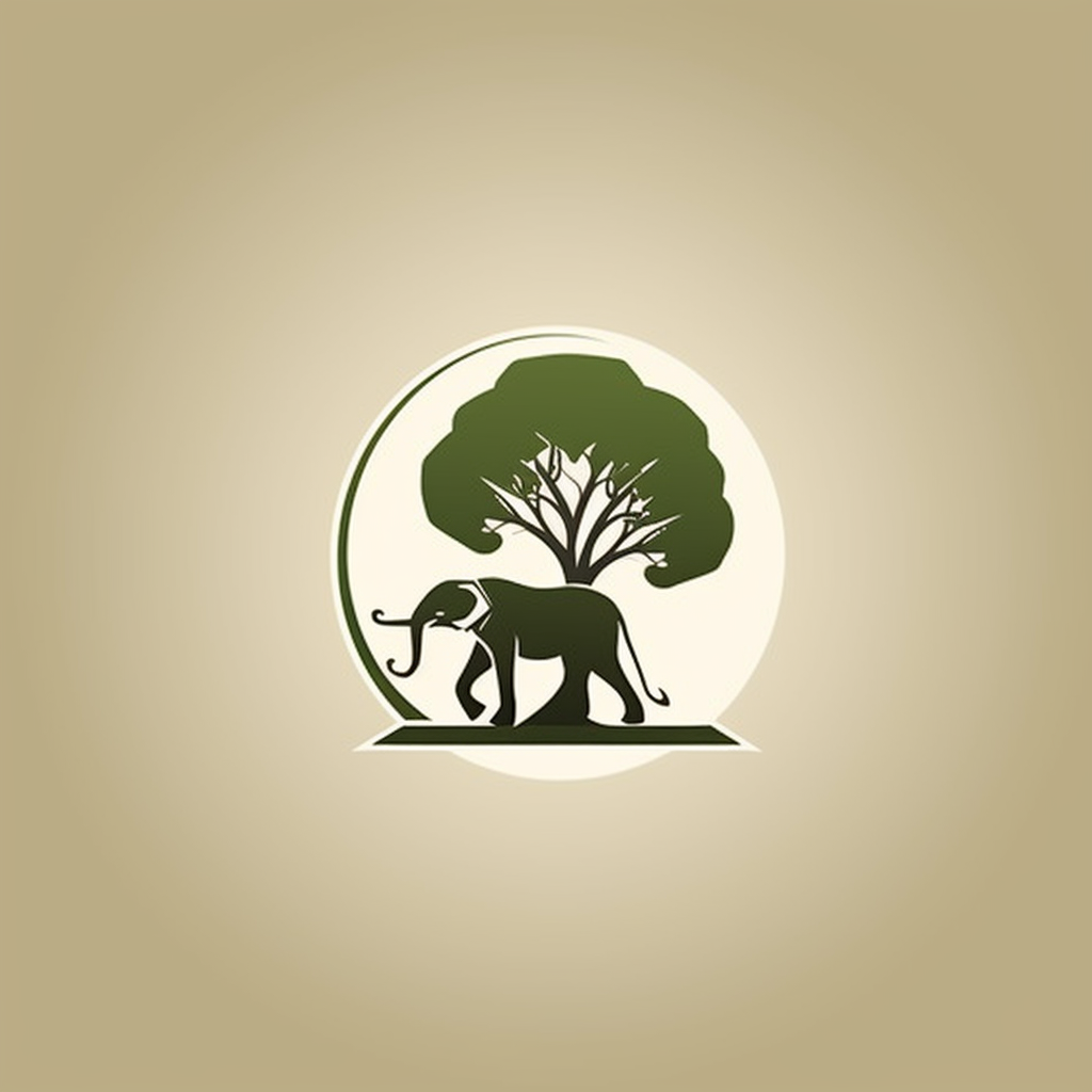 Elephant with a tree on a green background | Inspire Uplift