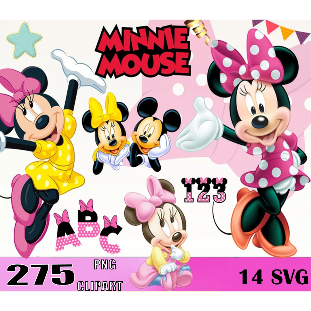 275 Minnie Mouse Clipart Png, Minnie Font, Princess svg, Mic | Inspire ...