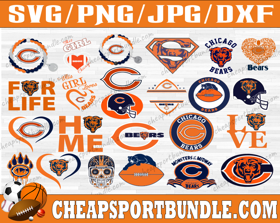 Bundle 24 Files Chicago Bears Football team Svg, Chicago Bea - Inspire ...