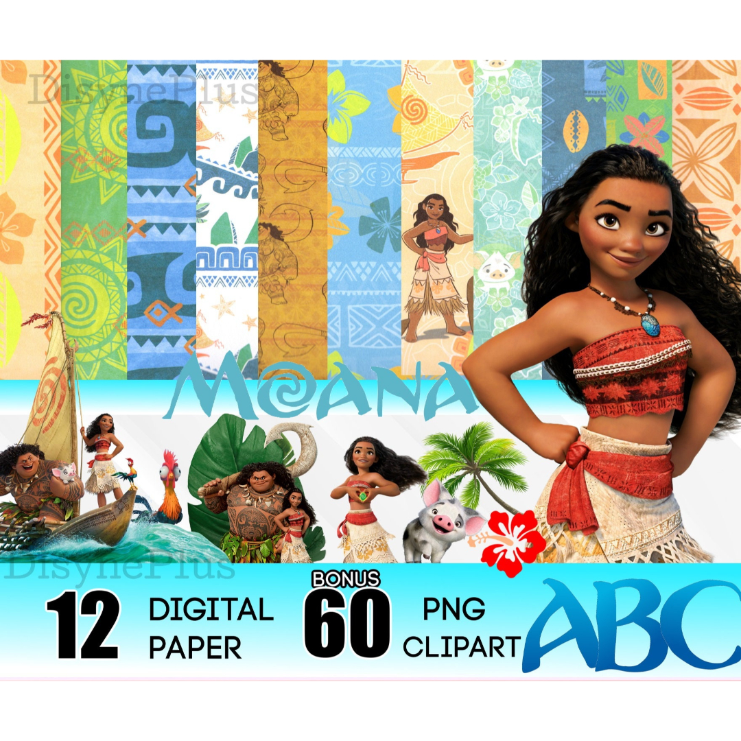 12 Moana Digital Paper, Moana Paper Pack, Moana Party Printa - Inspire ...