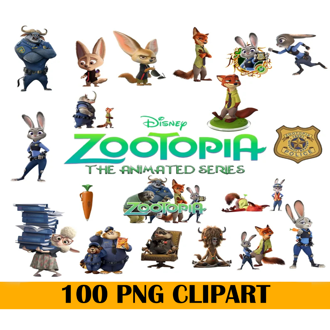 100 Zootopia Clipart Bundle, Animals Cartoon Movie Clipart, | Inspire ...