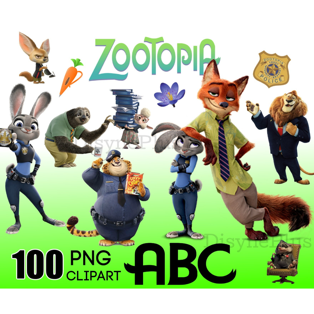 100 Zootopia Clipart Bundle, Animals Cartoon Movie Clipart, | Inspire ...