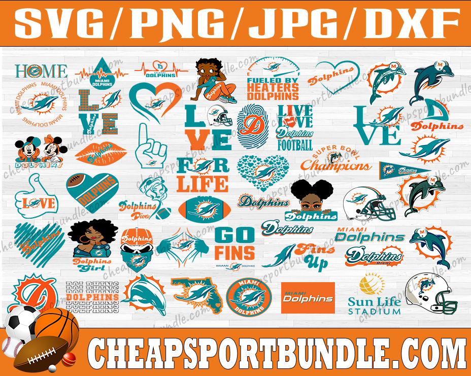 Bundle 50 Files Miami Dolphins Football Teams Svg, Miami Dol | Inspire ...