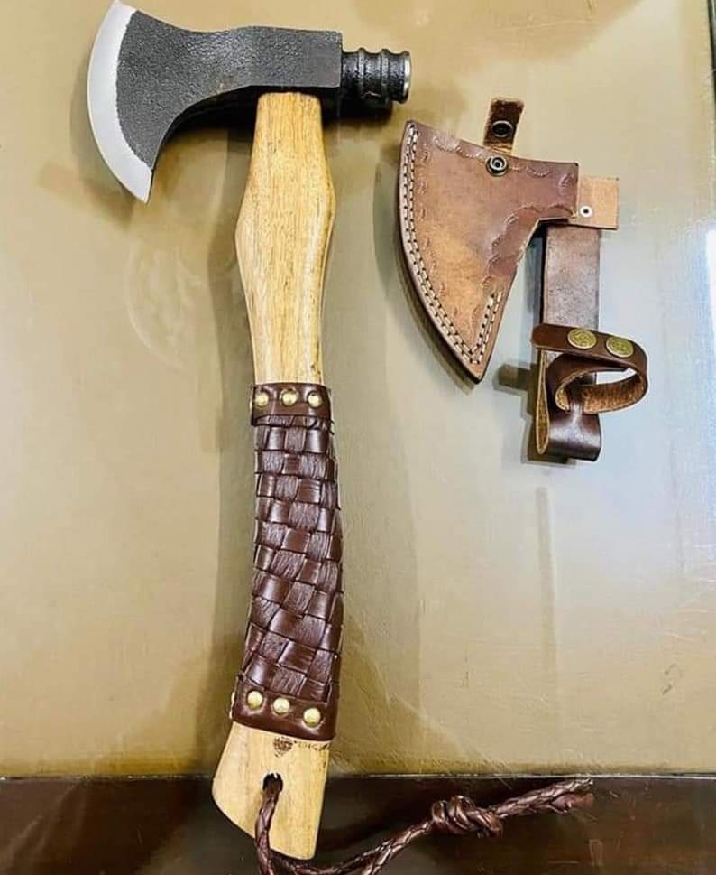 hunting axe, viking axe, with rose wood, engraved cutting ax - Inspire ...