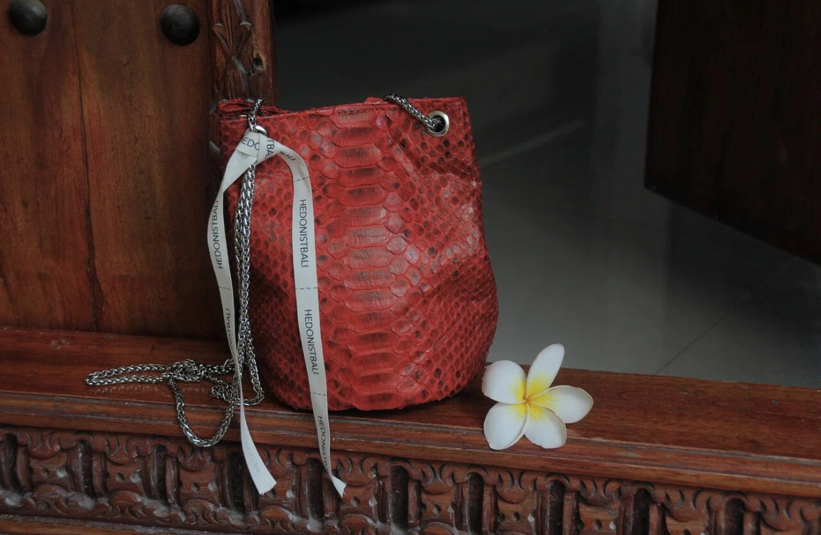 Genuine python skin bucket red chain bag /designer women pur | Inspire ...