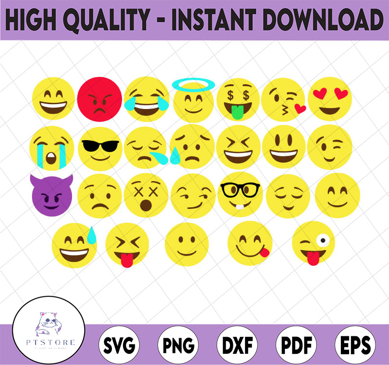 Emoji SVG Mega Bundle - Emoji Clipart Pack - Emoji PNG Files | Inspire ...