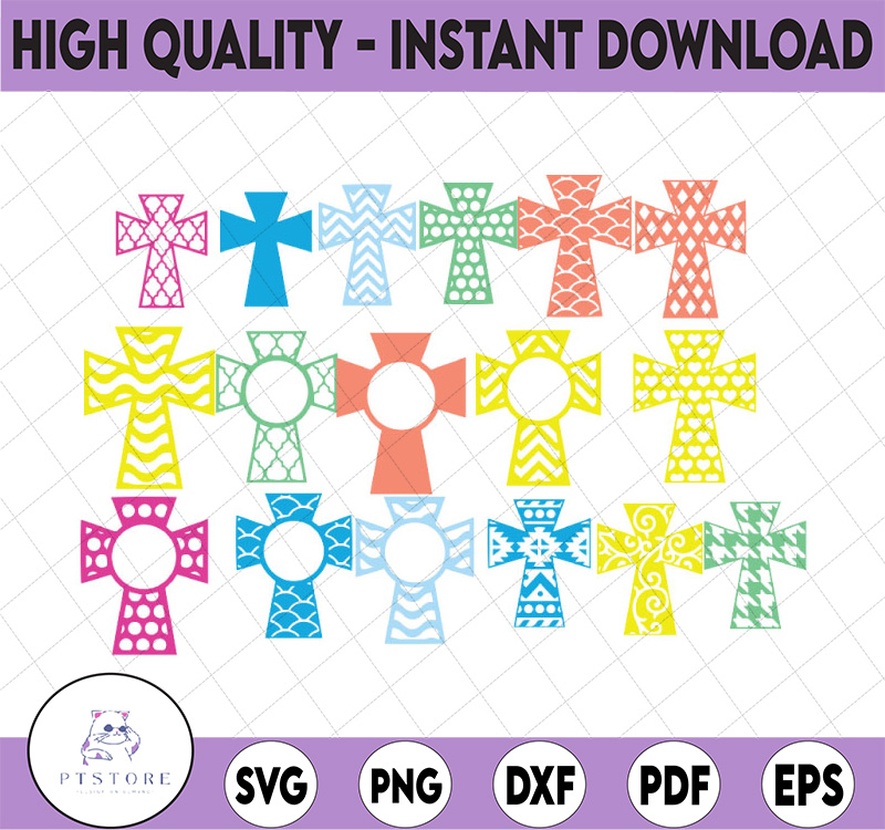 Monogram Cross Bundle Svg Monogram Cut Files Cricut Silhouet | Inspire ...