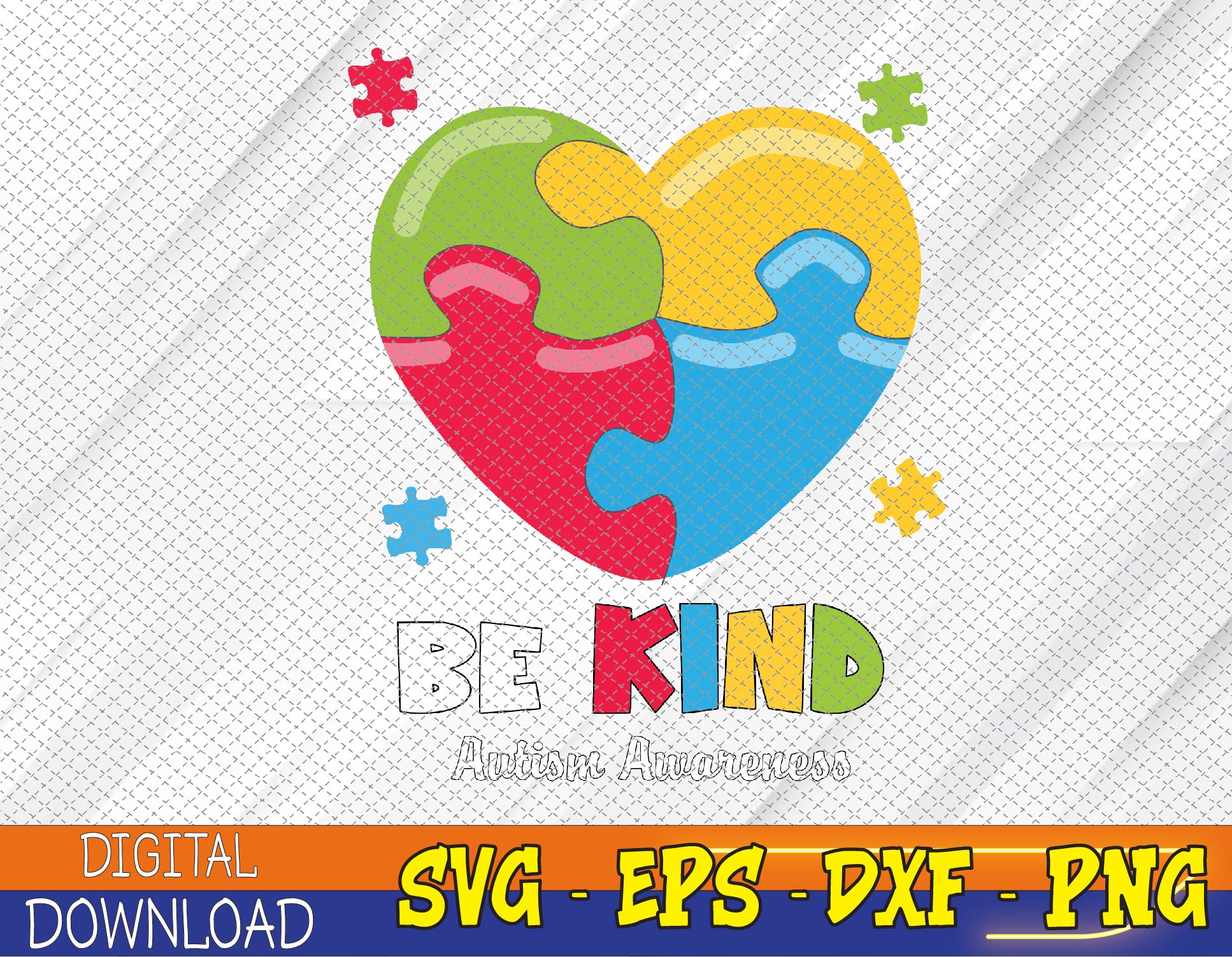 Autism Awareness - Be Kind Puzzle Heart Kindness Svg, Eps, P | Inspire ...