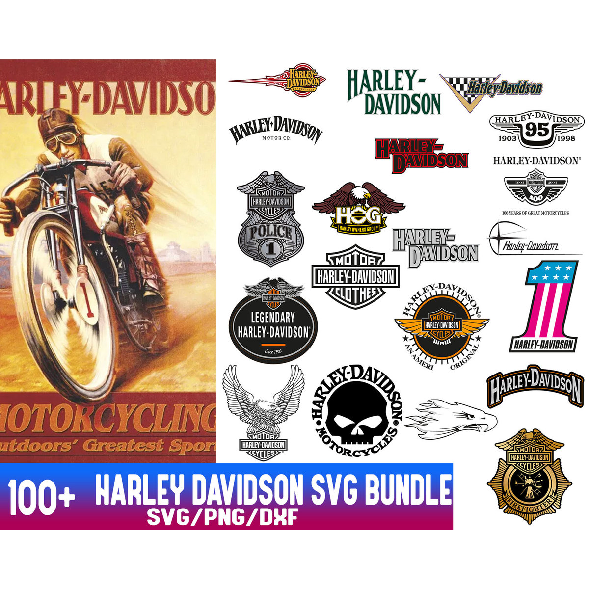 Harley Davidson SVG Vector Cut Files Harley Davidson Logo Svg, Png, Dxf ...