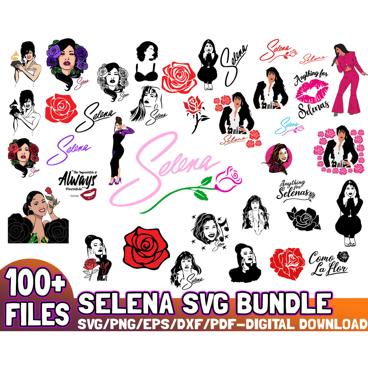 100 Files Selena SVG Bundle - Inspire Uplift