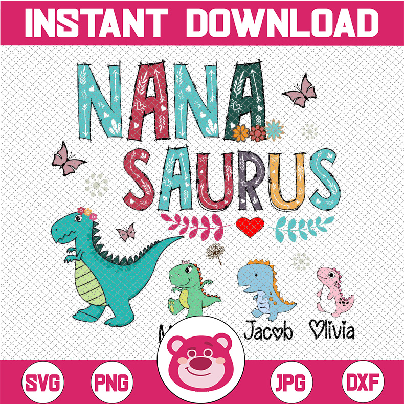 Personalized Name Nana Saurus SVG, Mama Saurus svg, Dinosaur | Inspire ...