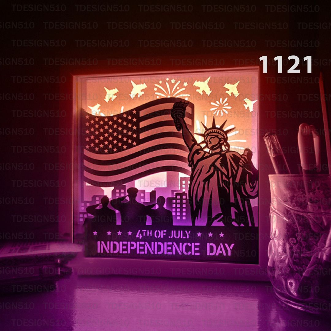 Independence Day Paper cut light box template, shadow box, 3 | Inspire ...