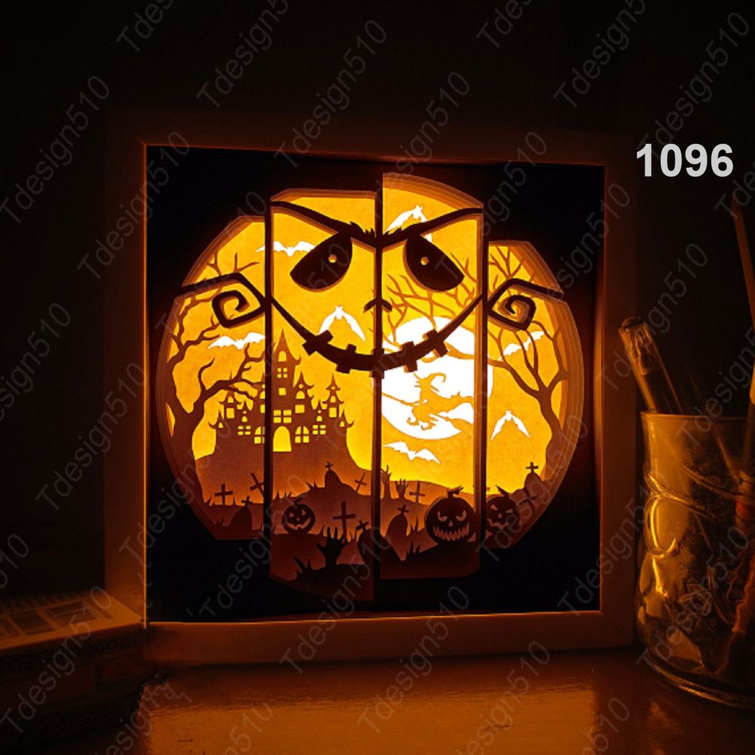 Halloween Paper cut light box template, shadow box, 3D paper | Inspire ...