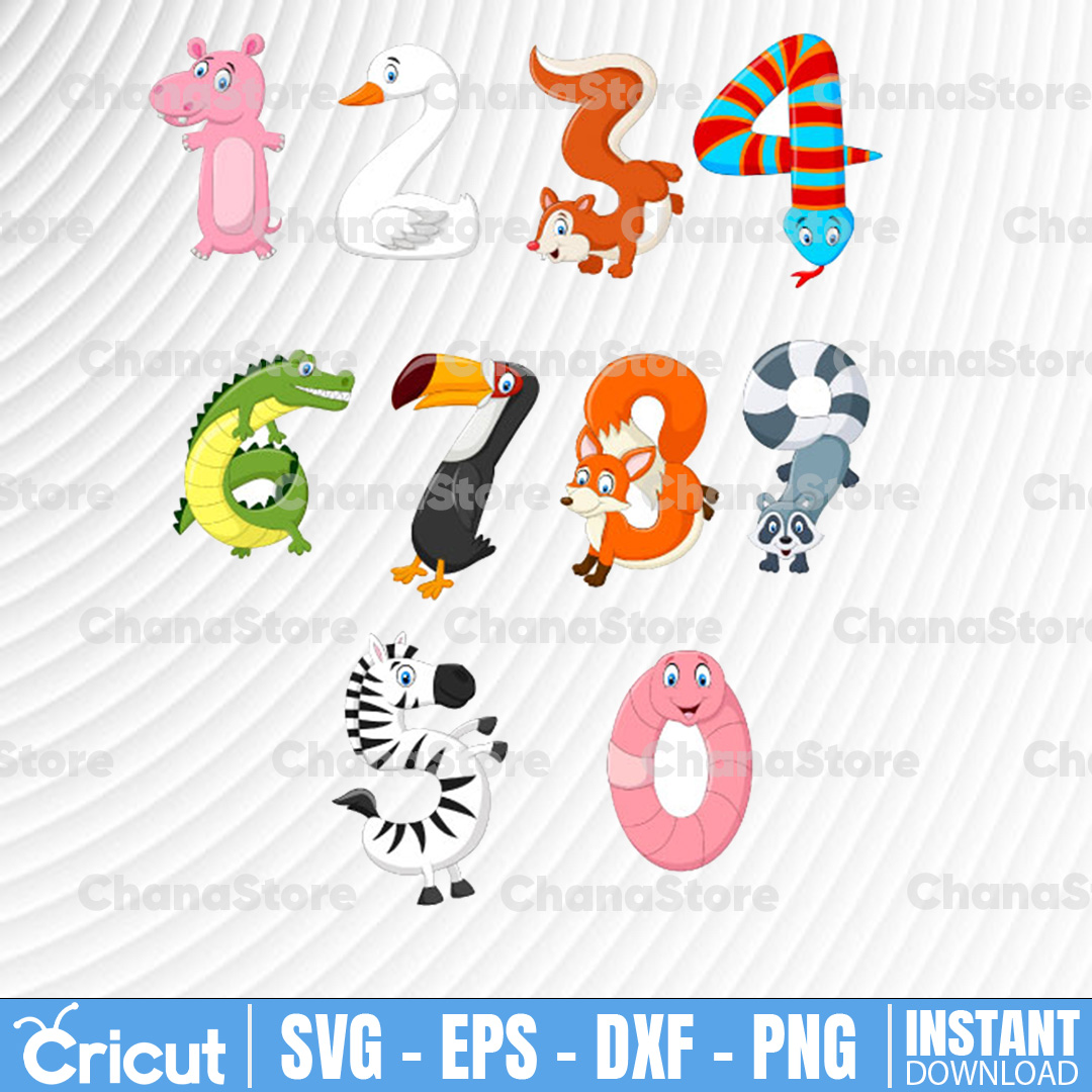 Cartoon Animals Svg, Animal Number Svg, Cartoon Number Svg, - Inspire ...