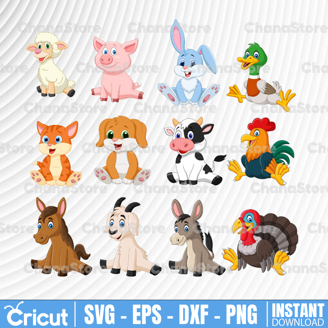Farm animals SVG. Cricut cut files, layered files. Silhouett | Inspire ...