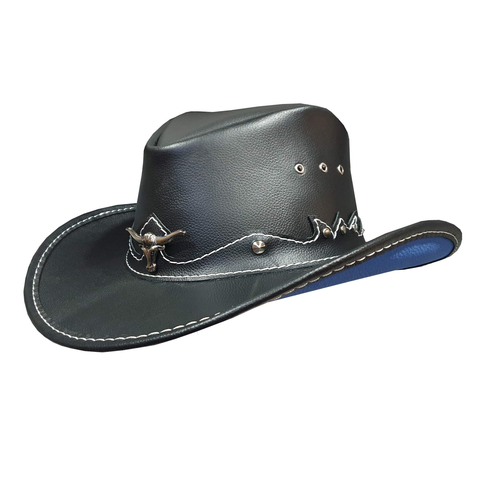 Country Cowboy Black Leather Hat | Inspire Uplift