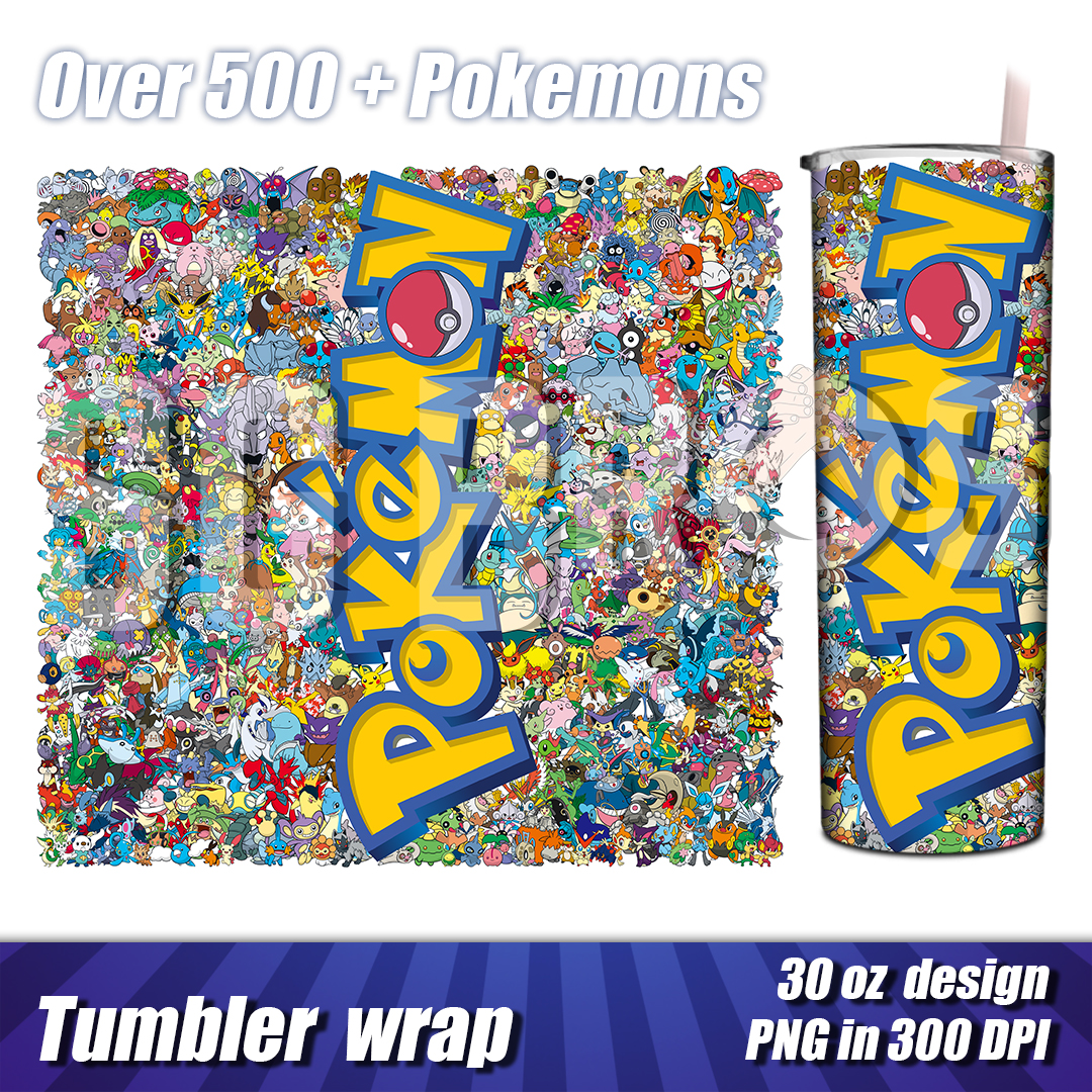 Tumbler 30 oz Pokemon Design, Full wrap template | Inspire Uplift