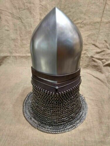 18GA Medieval Bascinet Rao Longface Helmet With Chainmail Me | Inspire ...